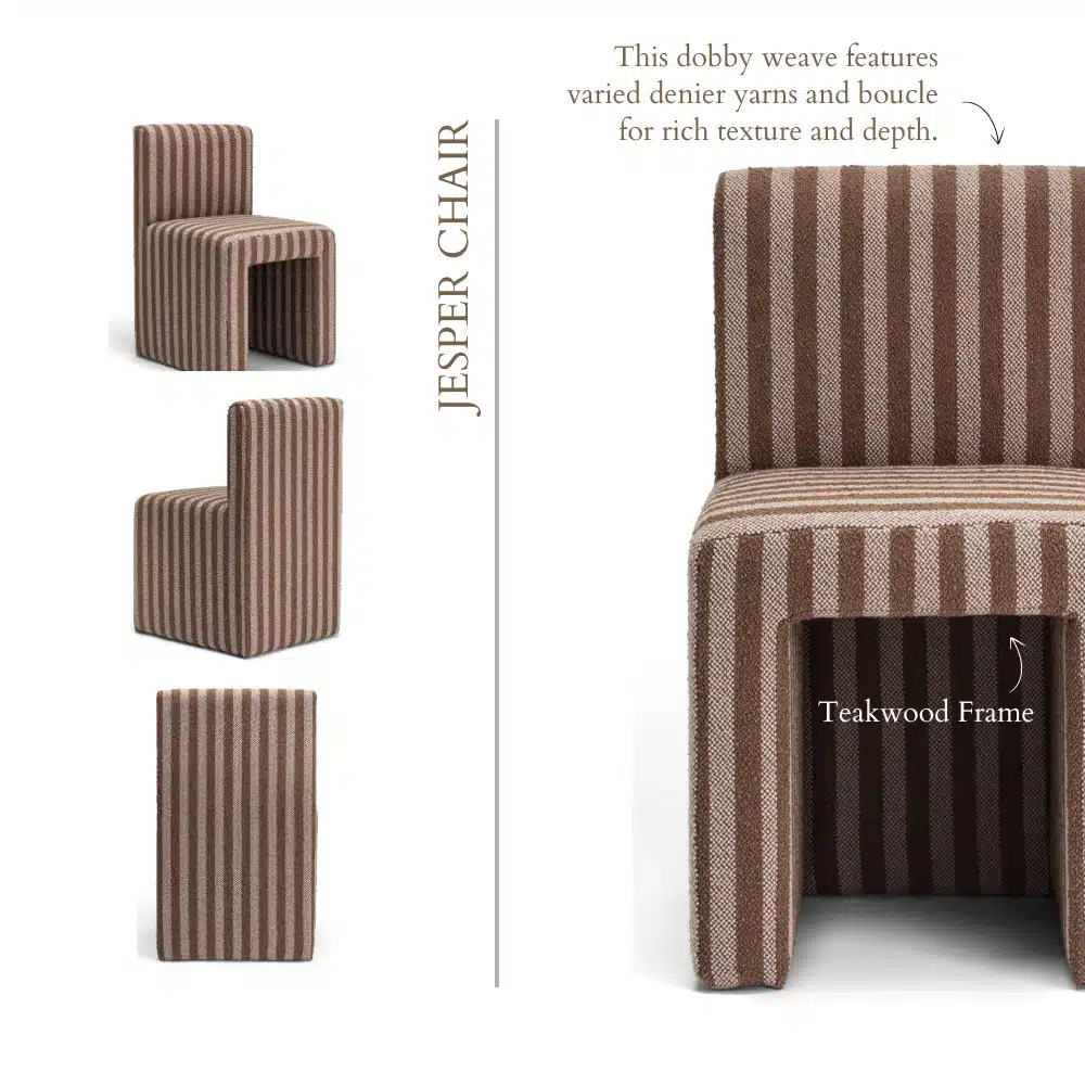 Jesper upholstered teak chair in Nora fabric - Buy Chair Online